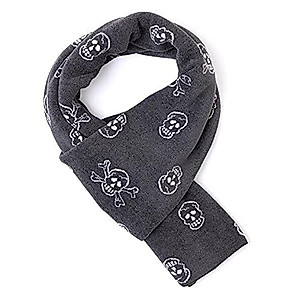 Barefoot Dreams CozyChic Ultra Lite Skull Print Scarf, 100% Polyester Knit Scarf for Women and Teens, Cute Winter Apparel, Warm Accessories, Carbon/Almond, OS