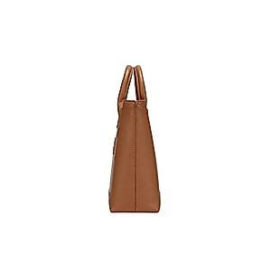 Daisy Rose Tote Shoulder Bag with Front Zipper - PU Vegan Leather - BROWN
