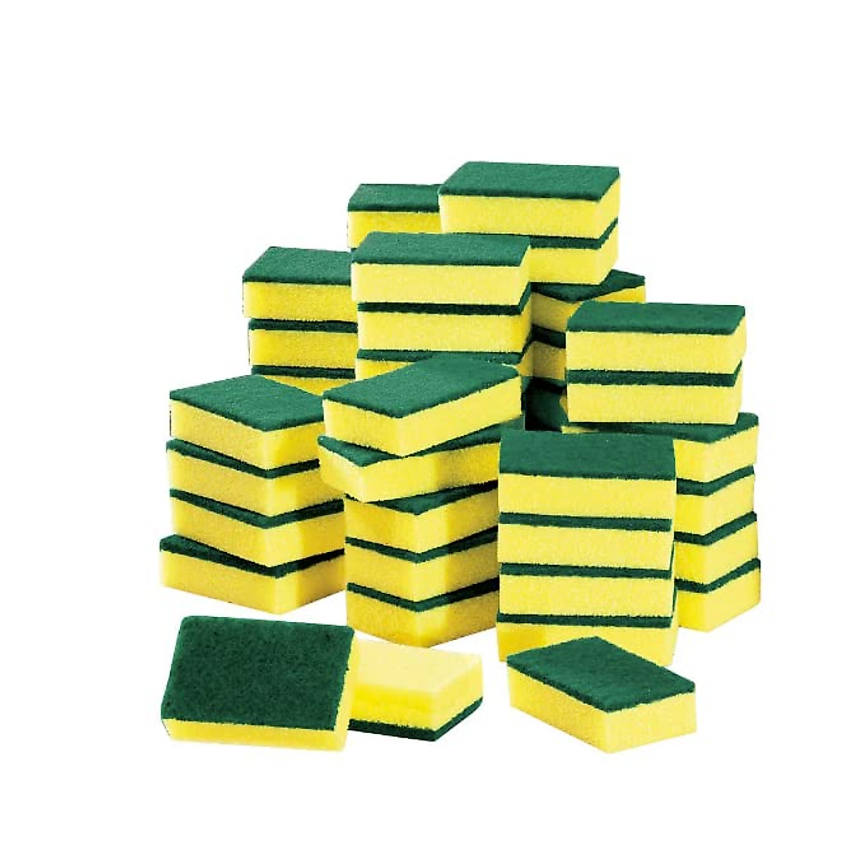 WOMENQAQ 50 Piece Sponge Set Cleaning Absorbent Sponge Kitchen Supplies Dishwashing Sponge Carpet Foam with Brush (Yellow, One Size)