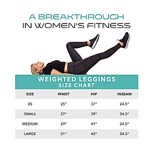 Challenge Weighted Workoutwear - Weighted Workout Leggings for Women, High Waisted Leggings w/ 5 Weight Enclosures On Each Leg, ⅛” Thick Flexible Weights, Yoga Pants Holds 2.5 Lbs, Black, L