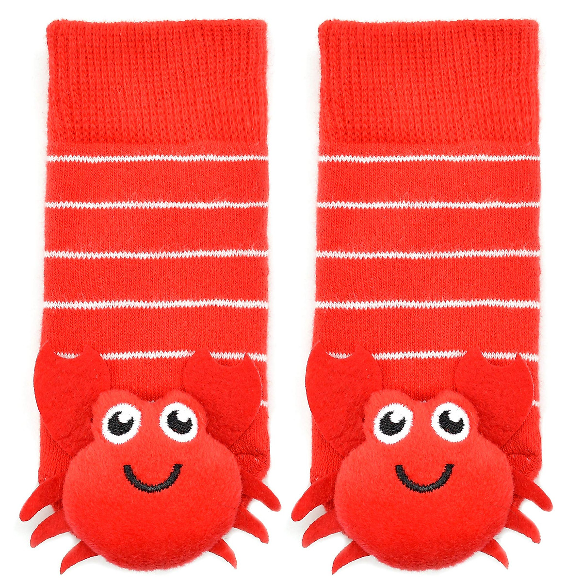Piero Liventi Red Crabby Boogie Toes Rattle Sock, 1-Pair (0-1Y) Rattles Foot Finder, Rattle Sock Baby Toddler Toy, Present Gift for Newborn Infant Babies Boy Girl Bebe