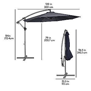 SUNNIMAX Patio Umbrella with base included, 10 FT outdoor offset umbrella for garden, w/UV Prection (GREY)