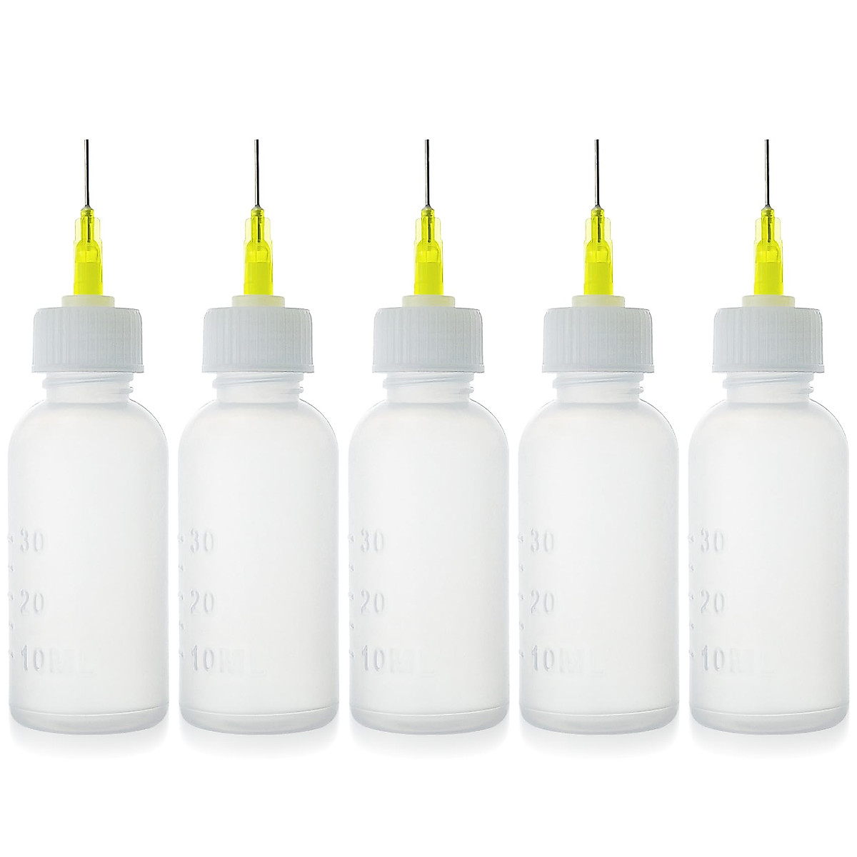 FJNATINH 30cc Needle Glue Bottle, Needle Tip Squeeze Bottle, Precision Tip Applicator Bottles, 5 Pack