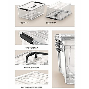 WYT Clear Storage Latch Bins, 6-Pack Storage Organizer Box with Handle and Lids, 5-Litre