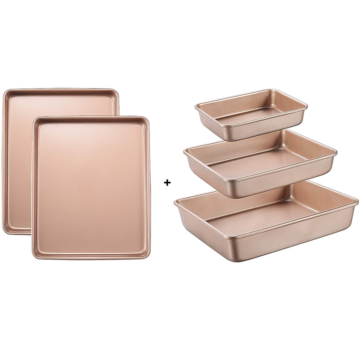 Joho Baking Sheet Pans Cookie Sheet, Deep Baking Pans Nonstick Net, Bakeware Rectangle Cake Pan for Oven,Gold