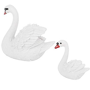 Dancal 2 PCS Swan-Shape Garden Statue Outdoor Sculpture Lawn Garden Scene Decor