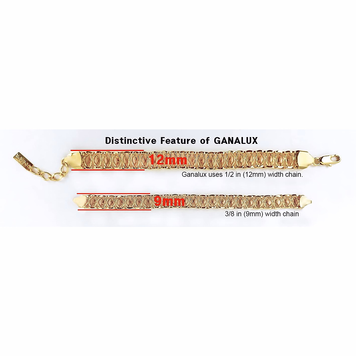GANALUX 18K Gold Plated Bracelet for Women, Elegance Design Link Chain Jewelry Made in Korea (Lace)