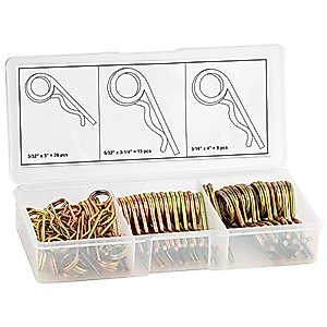 Double Loop Hitch Pin Clip 50 Piece Set of Three Different Size Fasteners, Multi-Use Cotter Hairpin Assortment Kit, Fit for Various Hitch Pins – by Goreks