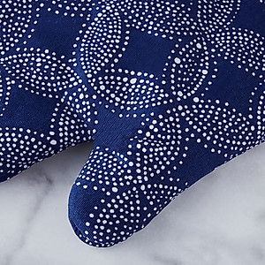 Tommy Bahama Island Tile Oven Mitt 2-Pack Set, Navy Blue, 7"x14"