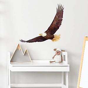 RoyoLam Flying Bald Eagle Wall Decal Nursery Bird of Prey Animal Wall Sticker Removable Peel and Stick Waterproof Wall Art Decor Stickers for Kids Baby Classroom Living Room Playing Room Bedroom