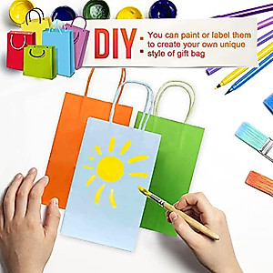 Florskoye Gift Bags 24 Pieces Kraft Paper Party Favor Bags with Handles, 8 Colors Rainbow Goodie Bags Candy Bags Bulk for Kids Birthday, Baby Shower, Christmas, Parties, Wedding (Mini Gift Bags 4.3 x 2.3 x 6.2 Inch)