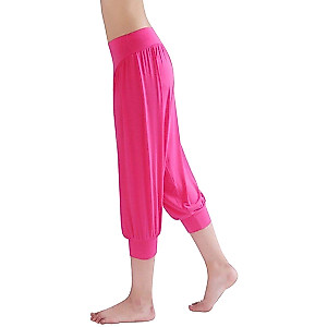 LKXHarleya Women Modal Harem Yoga Pants Loose Casual Fold Over Pilates Capri Pants Yoga Pants