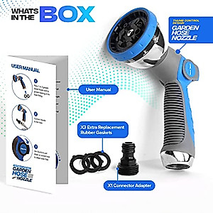 VYRL Garden Hose Nozzle with 10 Adjustable Spray Patterns, High Pressure Hand Sprayer with thumb Control anti slip design Garden hose sprayer, Best for Watering Plants, Lawns, Washing Cars & Pets