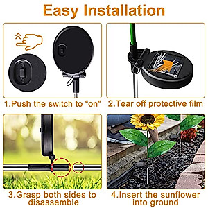 AHNNER Sunflower Solar Lights Outdoor Garden Decorative, 26'' Fall Solar Garden Lights, Solar Flower Lights IP65 Waterproof for Yard Patio Porch Backyard (2 Pack)