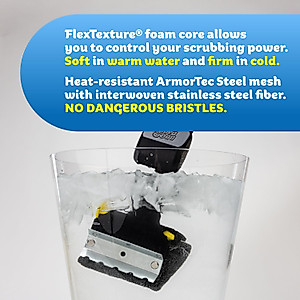 Scrub Daddy BBQ Daddy Grill Brush - Bristle Free Steam Cleaning Scrubber with ArmorTec Steel Mesh - Replaceable Head Cleaning Brush + Scraper for Grill Grates (1 Count)