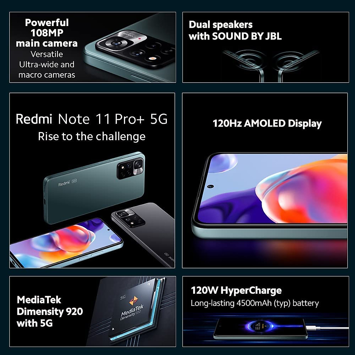 Xiaomi Redmi Note 11 Pro+ Plus 5G + 4G 128Gb + 8Gb Unlocked 6.67" 108MP (Tmobile Mint &Global) + (Star Blue)
