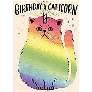 Designer Greetings Rainbow Colored Cat Unicorn Funny/Humorous Birthday Card