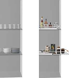 Expendable Cabinet Pull Out Organizer Shelf Stainless Steel Sliding Kitchen Organisation Shelves Heavy Duty Gliding Cupboard Shelf Divider for Kitchen Pantry Closet Under Sink, Chrome, 3Packs