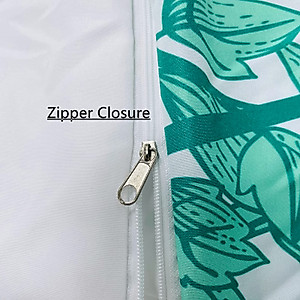 ANHOPE Flower Duvet Cover Set 3pcs Bedding Set with Green Leaf Floral Rustic Wildflower Botanical Print Pattern Soft Comforter Cover with 2 Pillow Shams All Season Quilt Cover with Zipper Queen Size