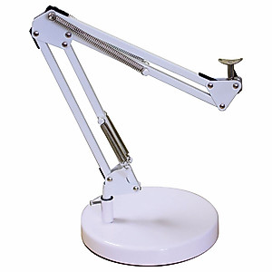 FOPATO Desk Lamp Base: Round 7.5 inches Mounting Stand for Desk Lamps,Magnifying Glass with Light,Mic Arm Desk Mount,Swing Arm Desk Lamp,for Home Office ,Compatible for lk-1 cl-2 (White)