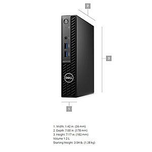 Dell Optiplex 3000 MFF Business Desktop, Intel i5-12500T Processor, 32GB RAM, 1TB PCIe SSD, HDMI, DisplayPort, RJ45, Wi-Fi 6, Wired Keyboard & Mouse, Windows 11 Pro