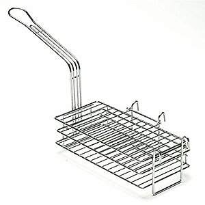 Pronto Products Red Handled Stainless Steel Turnover/Burrito Fry Basket - 12 1/2"L x 6"W x 4 5/8"D