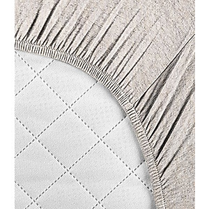 Amazon Basics 100% Cotton Jersey Fitted Baby Crib Sheet, Fits up to 6-Inch Mattress - 28 x 52-Inch, Oatmeal, Solid