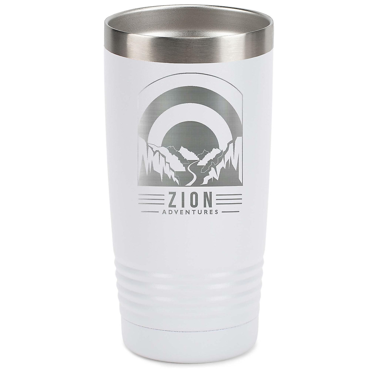 100 North, Polar Camel, United States National Parks, White 20 Ounce, Stainless Steel, Vacuum Insulated Travel Tumbler Mug With Clear Lid, Zion Adventures