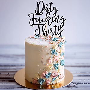 Arthsdite Dirty Thirty Cake Topper - 30th Birthday Cake Topper, Dirty Thirty Birthday Cake Decorations, Happy 30th Birthday Party Decorations Supplies (30th Birthday Cake Topper) - Black Glitter