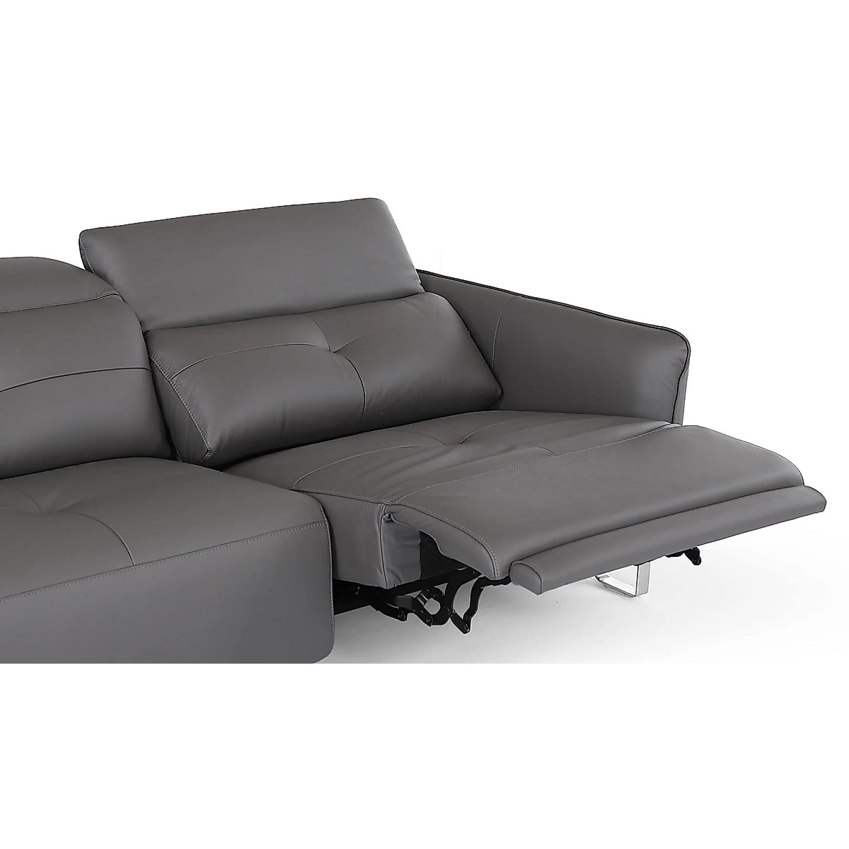 ZURI Modern Macau Reclining Leather Sofa in Slate