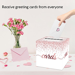 White and Rose Gold Card Box, Bride Gift Card Box, Birthday Party Gift Card Receiving Box, for Birthdays Party, Wedding Receptions, Bridal and Baby Showers, Graduations, Retirements, Anniversaries
