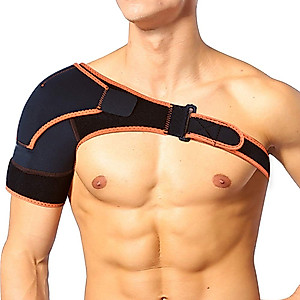 Shoulder Stability Brace, Compression Sleeves Recovery Rotator Cuff Support Wrap with Pressure Pad Adjustable Breathable Arm Strap for Men Women AC Joint Pain Relief Injuries Tears Dislocated