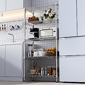 MZG 1250 lbs Steel Heavy Duty 5-Tier Utility Shelving Unit Steel Organizer Wire Rack for Home,Kitchen,Office,Chrome (13.7" D x 23.6" W x 62.4" H)