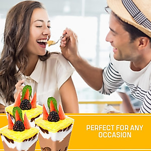 Killer's Instinct Outdoors 50 Plastic Party Cups for Dessert 5.4 oz Serve Tiramisu Parfait Dip Sundaes Single Serve Desserts and More Clear Plastic Tumbler Glasses Mini Appetizer Dish or Square Bowl