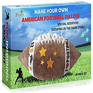2Pepers Make Your Own American Football Pillow, Football Gifts for Boys and Girls Ages 3 4 5 6 7 8 9 10 Years and Up, DIY Arts and Crafts Kit for Kids, Sports Football Present, Boys Toys