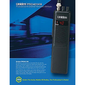 Uniden PRO401HH Professional Series 40 Channel Handheld CB Radio & RoadPro (RP-711) 24" Magnet Mount Stainless Steel CB Antenna Kit