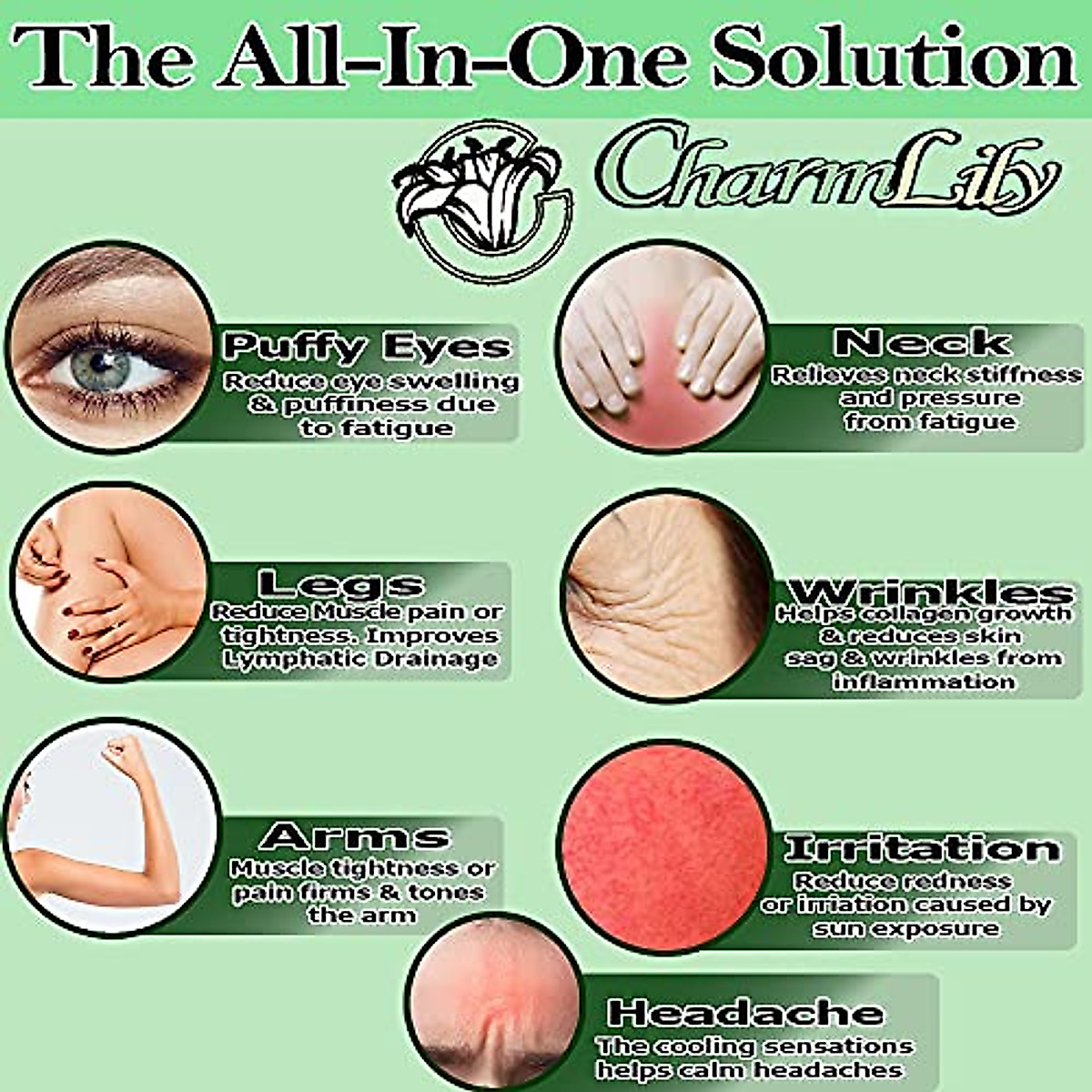 CHARMLILY Jade & Ice Roller + Gua Sha Massager Tool Set for Face & Eyes, Puffiness, Reduce Wrinkle Aging, Migraine, Pain Relief on Neck & Body, Cold Facial Original Natural Stone - 3 in 1