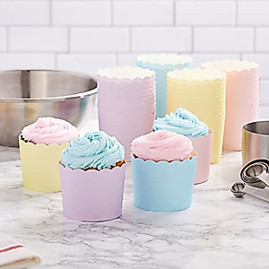 BLUE PANDA 48 Pack Pastel Cupcake Liners Wrappers, Rainbow Color Muffin Paper Baking Cup for Birthday Party