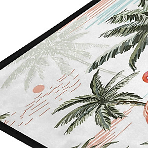 MOYYO Kitchen Mat Summer Beach Palm Trees Pink Flamingo Kitchen Rug Mat Anti-Fatigue Comfort Floor Mat Non Slip Oil Stain Resistant Easy to Clean Kitchen Rug Bath Rug Carpet for Indoor Outdoor