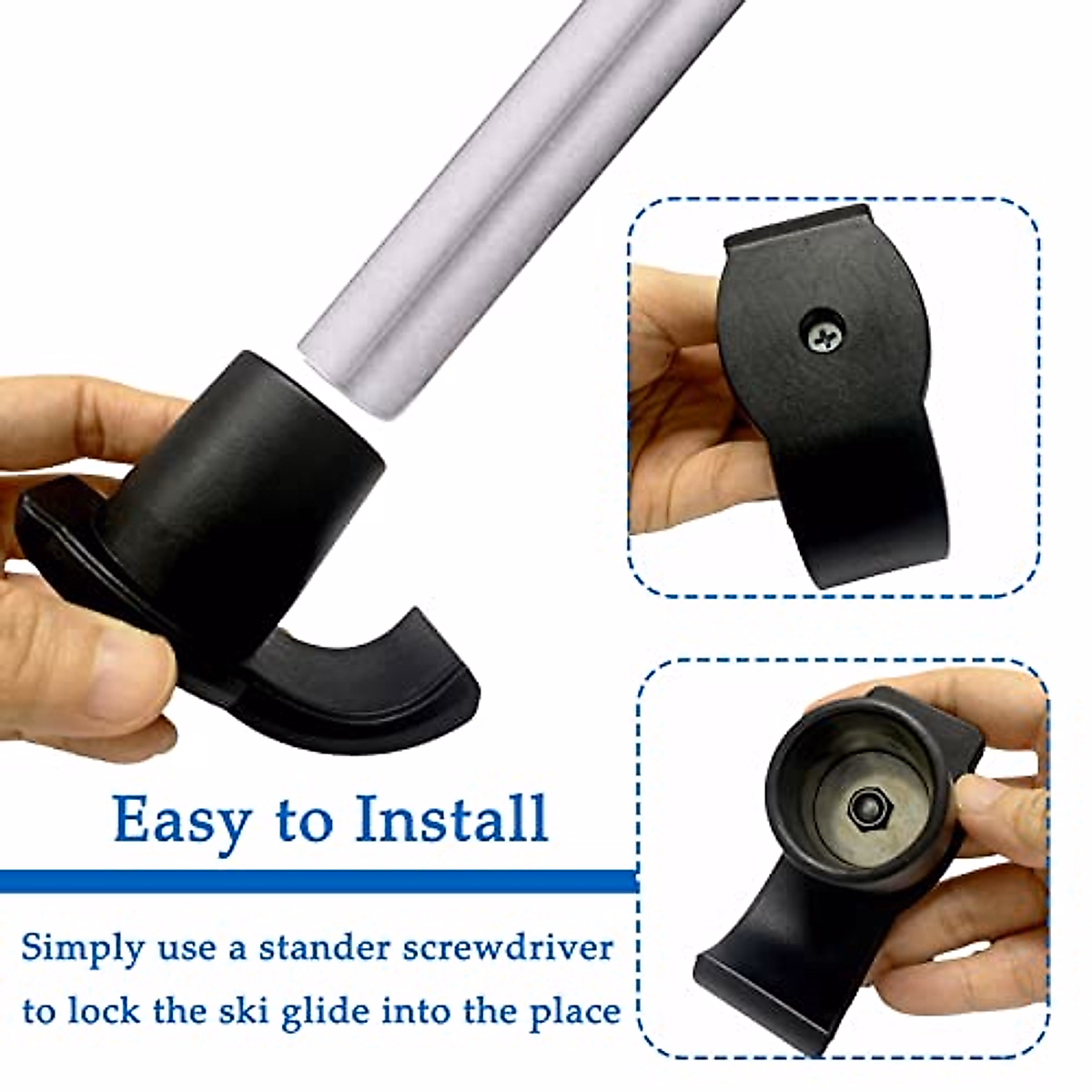 Walker Glide Skis - Universal Replacement Feet Rubber Tips Cap for Folding Walker, 1-1/8 Inch, 2 Counts