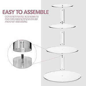 4-Tier Acrylic Cupcake Stand for 36 Cupcakes, Cupcake Tower Made with Finest Food Grade Acrylic, Cupcake Holder Designed with Glassy Stem for Modern Cupcake Display, for Wedding & Party. Clear