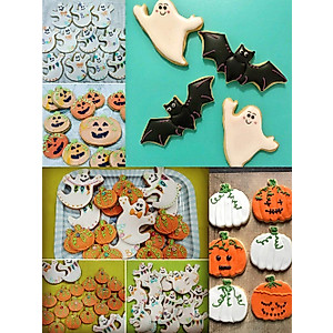 Halloween Cookie Cutters Set Large - Witch's Hat, Pumpkin, Ghost, Bat and Cat Cutter Stainless Steel