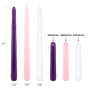 Mega Candles 5 pcs Unscented Christmas Advent Candles Set, Hand Poured Premium Wax Taper Candle 10 Inch x 7/8 Inch, Holidays, Celebrations, Devotional, Church, Wreath, Party, Gifts