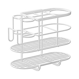 dpityserensio Hair Dryer Holder, Hair Tool Organizer, Wall Mount Metal Iron Blow Dryer Organizer, Bathroom Organizer Rack, Storage Basket for Comb, Curling Wands, Flat Irons (white)