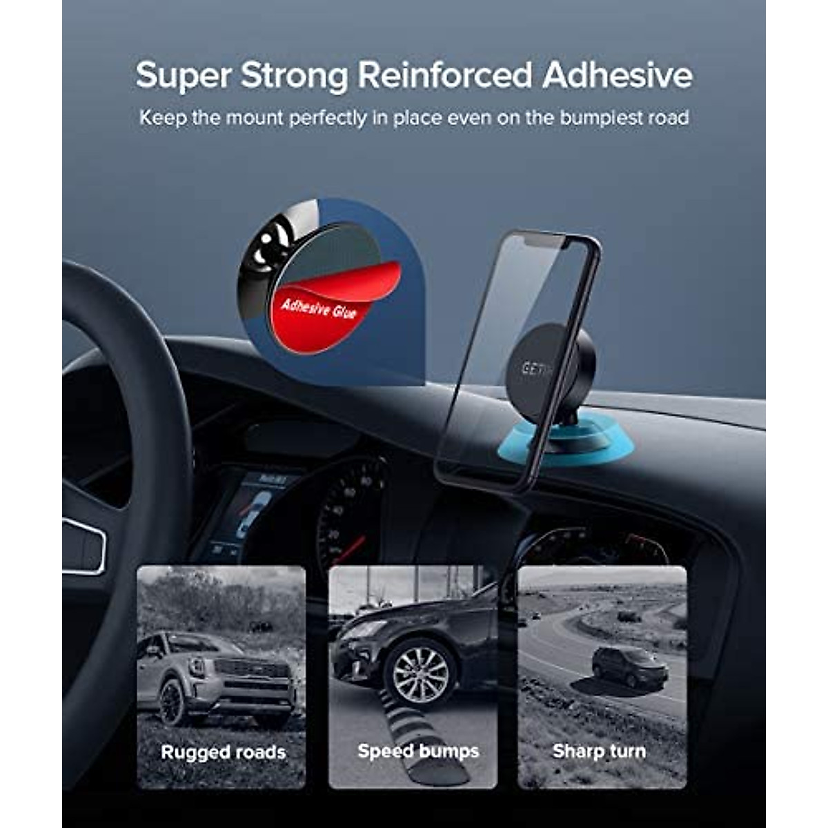 GETIHU Phone Holder for Car, 360° Dashboard Car Phone Mount, Universal Magnetic Cell Phone Car Holder GPS, Compatible with iPhone 13 12 Pro X 8 Plus Samsung Galaxy Note 9 S10 Huawei Xiaomi OnePlus Etc