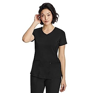 Healing Hands Yoga Scrubs Top for Women Purple Label 2 Pocket V-Neck Women's Scrub Top 2245 Juliet Black L