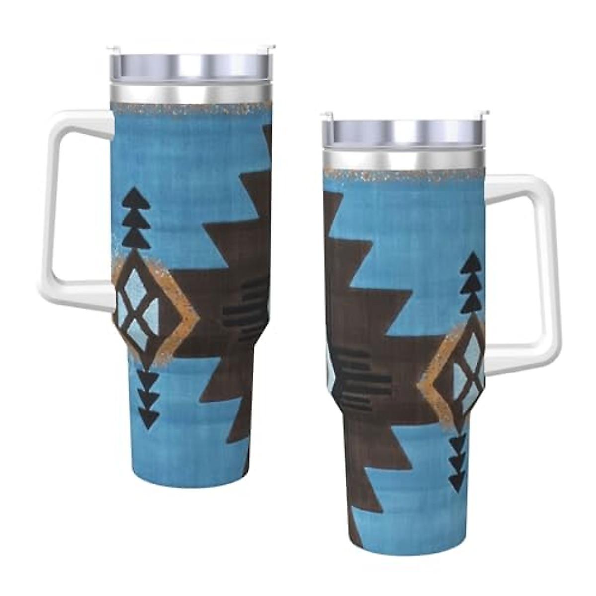 Xiexide 40oz Fits Cup Holder Indoor Southwestern Aztec Navajo Indian Totem Heritage Double Walled Vacuum Insulatedith Handle And Straw,Hot & Cold Drinks