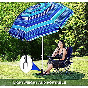 AMMSUN Patio Umbrella Steel Anchor Beach Umbrella Heavy Duty Metal Ground Grass Auger Holder Stands Base with Two Forks Ideal for Use in Soil For Flag, Fishing Rod, Outdoor, Park, Lawn