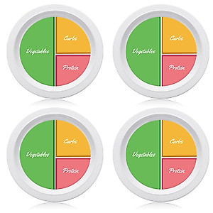 Eaasty 4 Pcs Bariatric Plates for Portion Control, 8.5 Inch Bariatric Nutrition Plate Macro Diet Plate Portion Plates for Weight Loss Adults Balanced Eating Food Meal Dinner