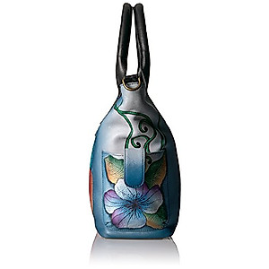 Anna by Anuschka Women's Zip-top Organizer With Outside Side Pockets Shoulder Handbag, Midnight Floral, One Size US